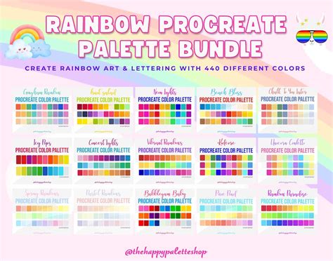Rainbow Procreate Color Palette Bundle Cute Digital Art Digital Illustration Ipad