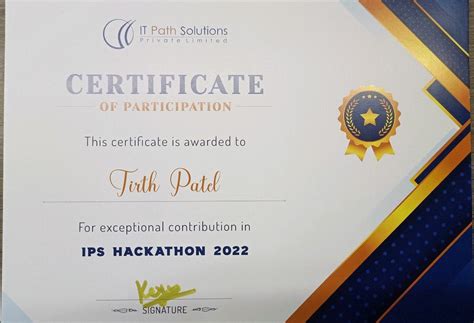 Tirth Patel On Linkedin Itpathsolution Hackathon2022 Certificate Event Technology