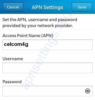Celcom APN Setting For Blackberry G G APN Settings