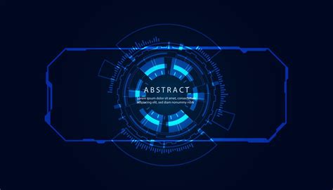 Abstract Circle Digital Circuit Concept Light Circle Network Blue Digital Copy Space For Text