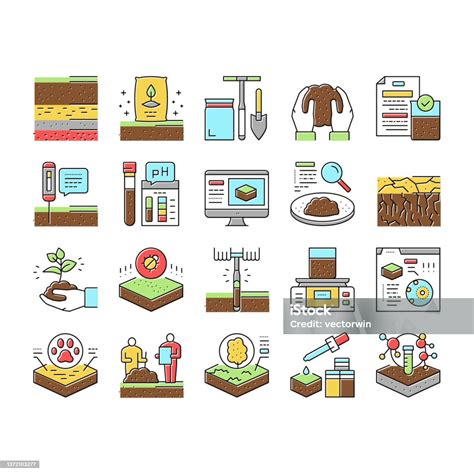 Soil Testing Nature Collection Icons Set Vector Stock Illustration Download Image Now Dirt