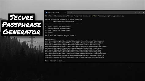 Secure Passphrase Generator Python Cli Project Youtube