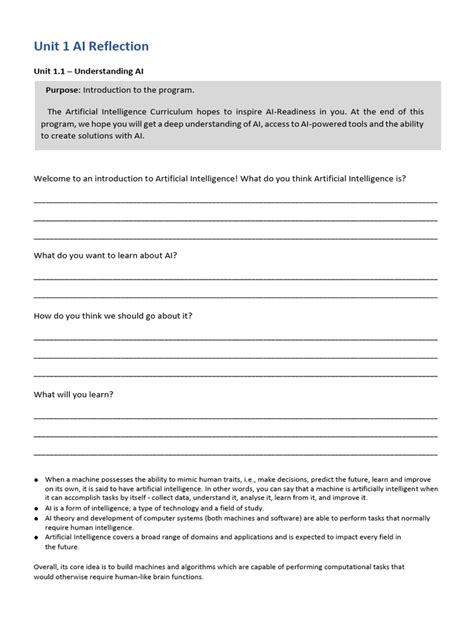 Chapter 1 Ai Reflection Project Cycle And Ethics Pdf