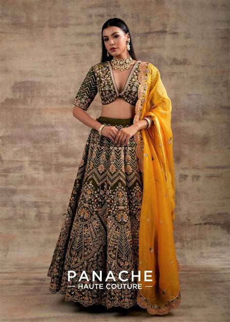 Pesto Green Wedding Lehenga From Jannat Collection Shringarmati Green