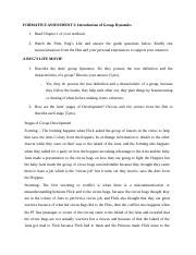 Bugs Life Analysis Docx FORMATIVE ASSESSMENT I Introduction Of Group Dynamics Read Chapter