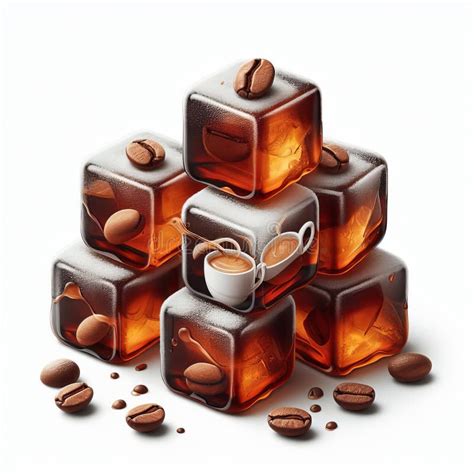Ice Cubes With Coffee Coffee Infused Ice Cubes For Adding A Hi Stock Illustration Illustration