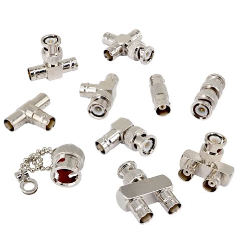 10 Type Set BNC Adapter Kits Cover BNC To BNC Connector Straight 90 Degree Nickel Gold Plated