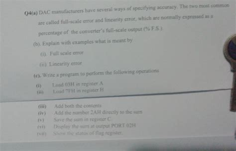 Q4 A DAC Manufacturers Have Several Ways Of Chegg Com