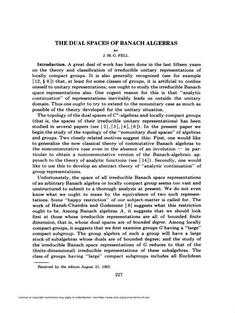 Dual Spaces Of Banach Algebras Pdf Representation Theory Linear Map