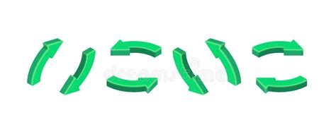 3d Green Refresh Circle Arrows Set Vector Isometric Round Reload Arrow Icon Isolated On White