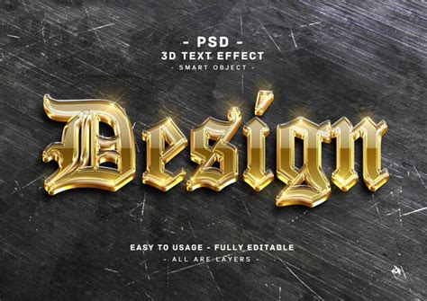Concevoir Un Effet De Style De Texte Doré En Verre 3d Psd Premium
