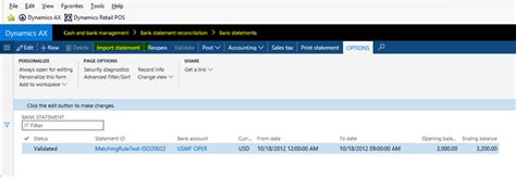 Dynamics 365 For Operations Import Bank Statement Using Bai2 Format
