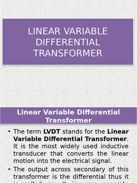 Linear Variable Differential Transformer Pdf Transformer Electrical Engineering