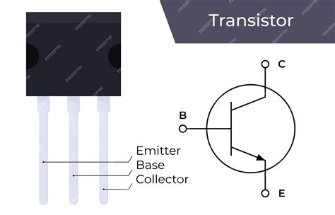 Premium Vector Transistor Electronic Component With Scheme And Designations Vector Illustration