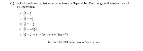 Solved Each Of The Following First Order Equations Are Chegg