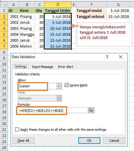 Belajar Microsoft Excel Cara Menggunakan Rumus Untuk Data Validation