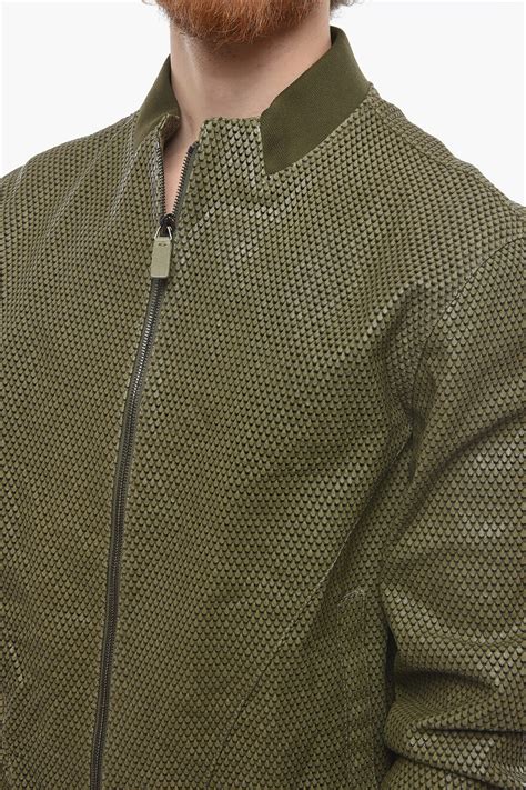 Armani Emporio Python Effect Lambskin Bomber Jacket With Zipped
