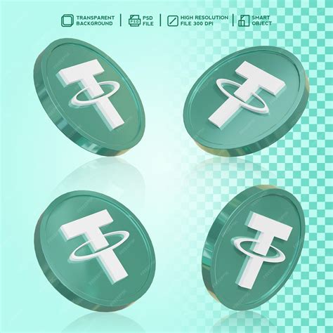 Premium Psd Realistic 3d Render Token Usdt Tether Coin Cryptocurrency
