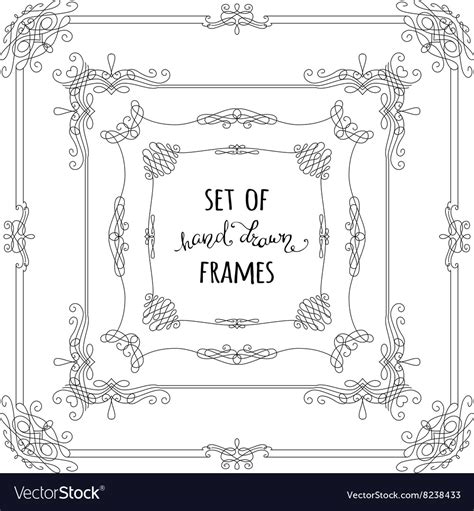 Set Of Linear Calligraphic Frames Royalty Free Vector Image