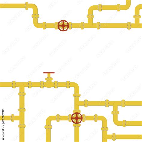 Industrial Background With Pipeline Oil Water Or Gas Pipeline With Fittings And Valves Vector