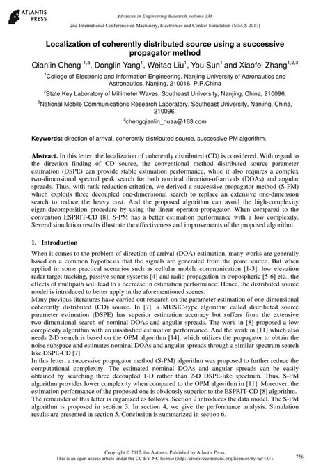 Pdf Localization Of Coherently Distributed Source Using A Successive Propagator Method