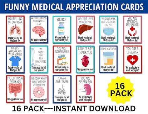 Funny Medical Appreciation Cards 16 Pack Medical Pun Cards Doctor