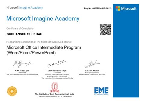 Ms Office Certificate Pdf