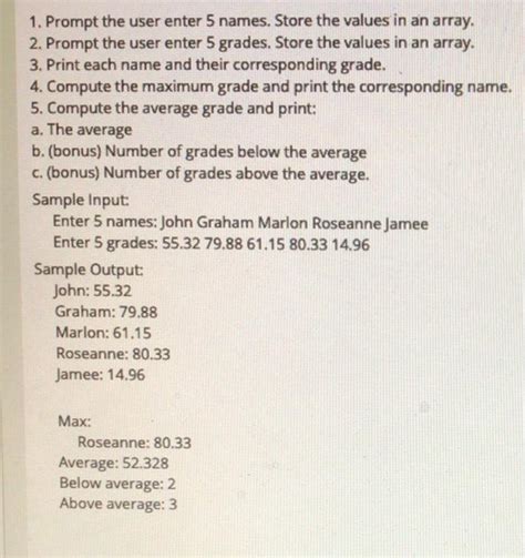 Solved 1 Prompt The User Enter 5 Names Store The Values In