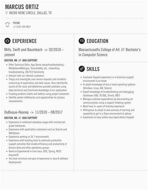 Java Support Resume Samples Velvet Jobs