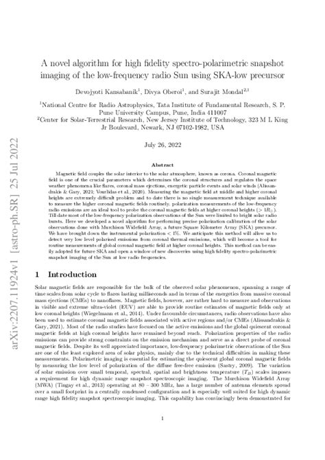 Pdf A Novel Algorithm For High Fidelity Spectro Polarimetric Snapshot