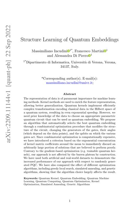 PDF Structure Learning Of Quantum Embeddings