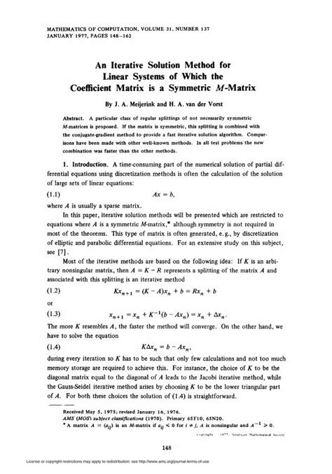 pdf an iterative solution method for linear systems of which …€¦ · an iterative solution