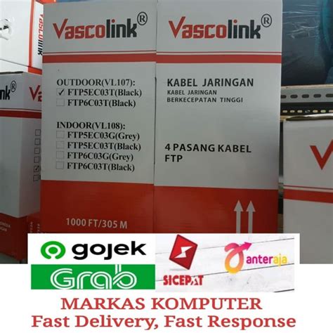Jual Kabel Lan Ftp Stp Cat E Outdoor Black Original Vascolink Roll M Shopee Indonesia