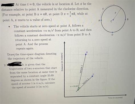 Solved At Time T 0 The Vehicle Is At Location A Listance