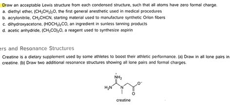 Solved Draw An Acceptable Lewis Structure From Each Chegg