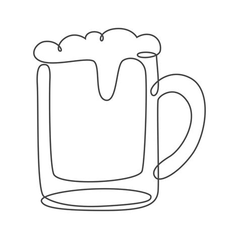 Beer Glass Continuous Line Drawing 23126623 Vector Art At Vecteezy