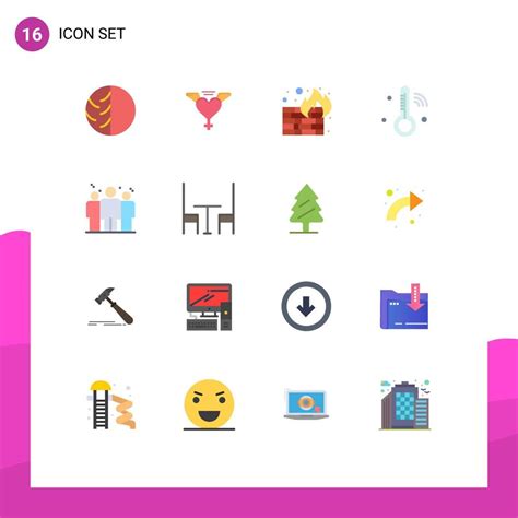 Set Of 16 Vector Flat Colors On Grid For Thermometer Iot Wings Internet