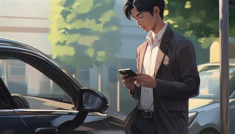 Premium Ai Image A Japanese Adult Man Stands Next To A Car Door