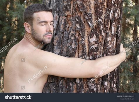 Shirtless Man Hugging Tree Stock Photo Shutterstock
