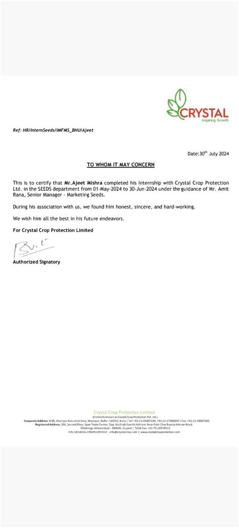 Internship Crystal Agriculture Growth Careerdevelopment Ajeet Mishra 12 Comments