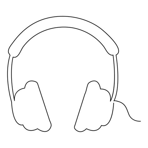 단일 라인 아트 드로잉 아웃라인 터 일러스트레이션에서 연속 헤드폰 스타일 프리미엄 벡터