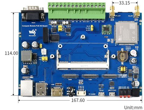 Waveshare Industrial IoT 4G PoE Base Board For Raspberry Pi CM3 CM3 RobotShop