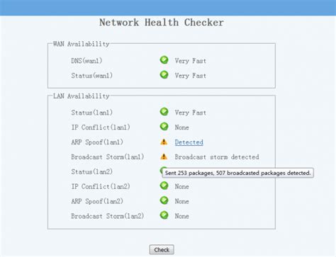 check network health of availability ip conflict arp spoof and
