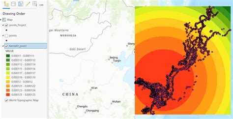 Help With Kernel Density Raster Display R Arcgis
