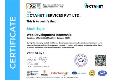 Shaik Sajid On Linkedin Webdevelopment Frontenddevelopment Octanet Internshipcompletion…