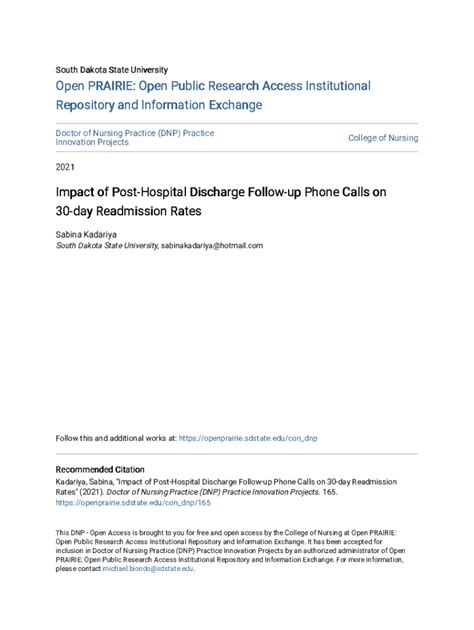 Fillable Online Impact Of Post Hospital Discharge Follow Up Phone Calls On 30 Day Fax Email