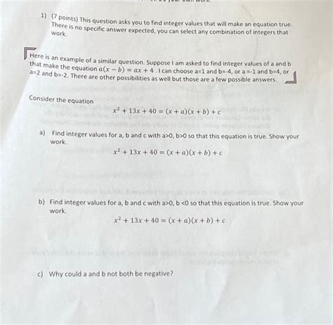 Solved 1 7 Points This Question Asks You To Find Integer Chegg Com