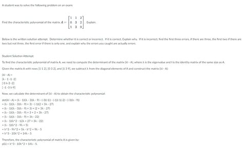 Solved A Student Was To Solve The Following Problem On An Chegg