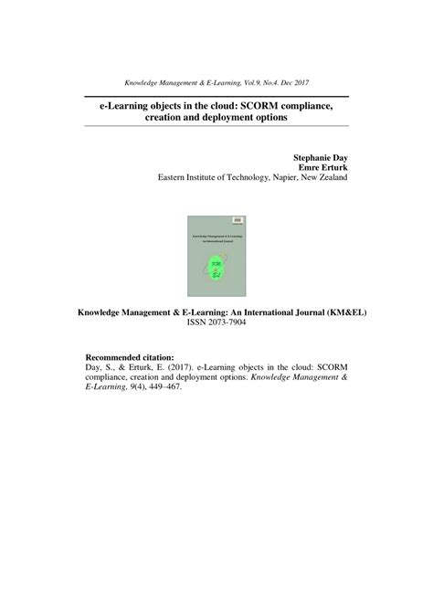 Pdf E Learning Objects In The Cloud Scorm Compliance Creation And
