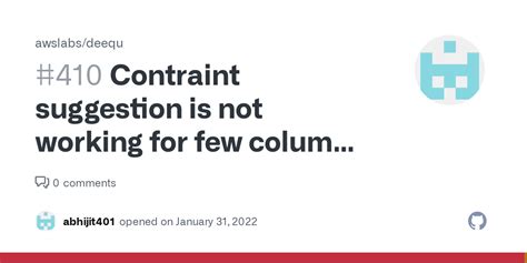 Contraint Suggestion Is Not Working For Few Columns In The Dataset